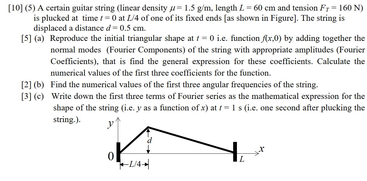 Solved [10] (5) A certain guitar string (linear density | Chegg.com