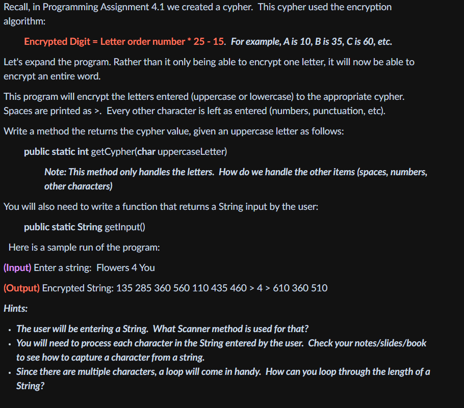 Solved Recall, in Programming Assignment 4.1 we created a | Chegg.com