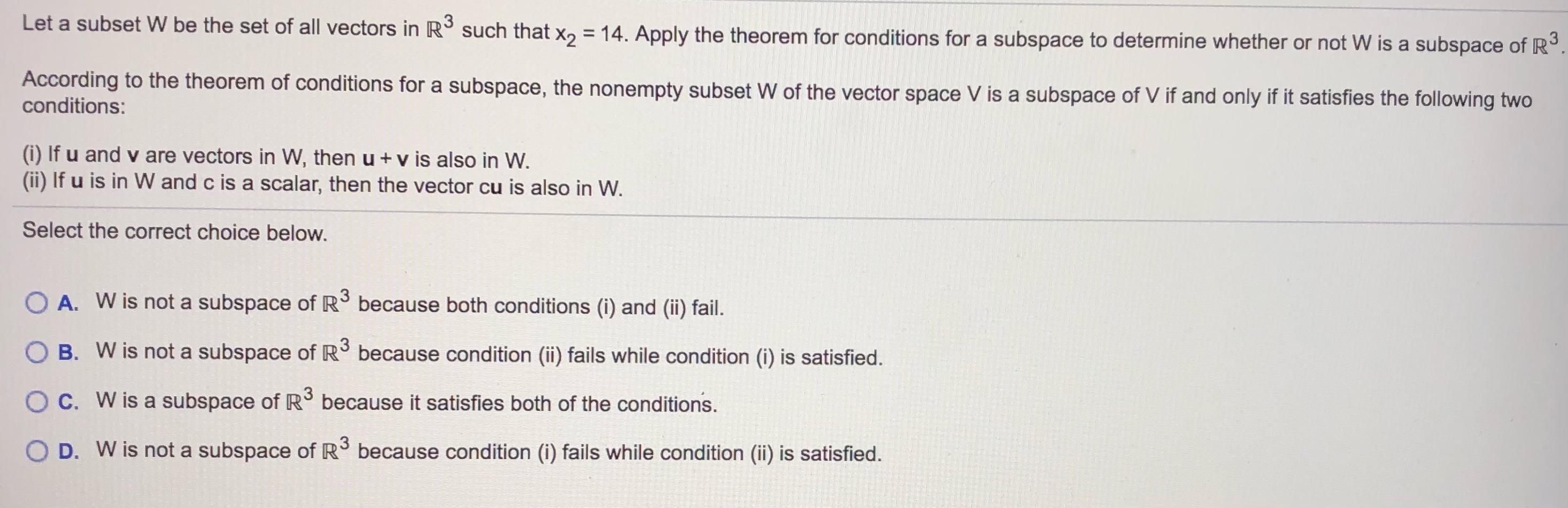 Solved Let a subset W be the set of all vectors in ℝ3 such | Chegg.com