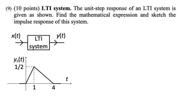 Solved (9) (10 points) LTI system. The unit-step response of | Chegg.com