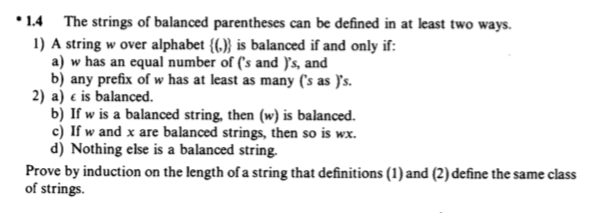 Solved * 1.4 The strings of balanced parentheses can be | Chegg.com