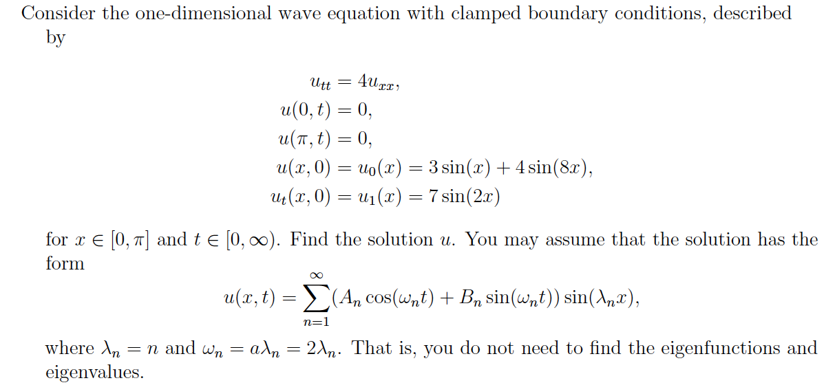 Solved Consider the one-dimensional wave equation with | Chegg.com