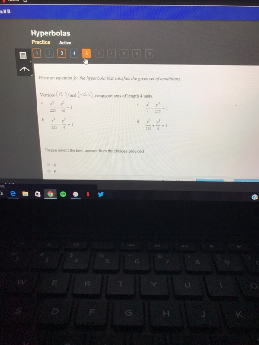 Solved Hyperbolas Practice Active Write an equation for the | Chegg.com