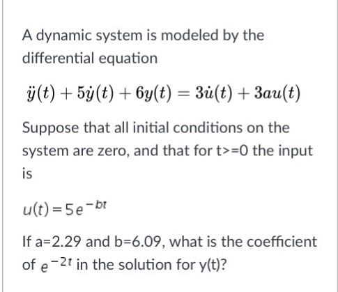 Solved A dynamic system is modeled by the differential | Chegg.com