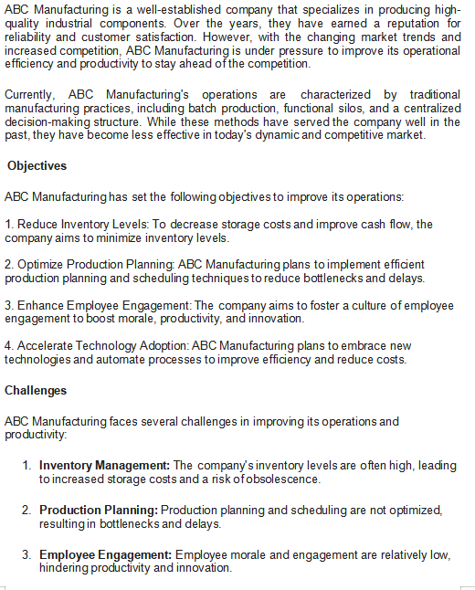 Solved ABC Manufacturing is a well-established company that | Chegg.com