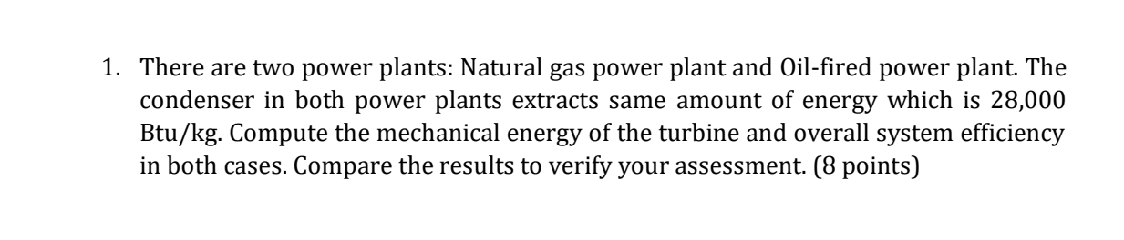 Solved There are two power plants: Natural gas power plant | Chegg.com