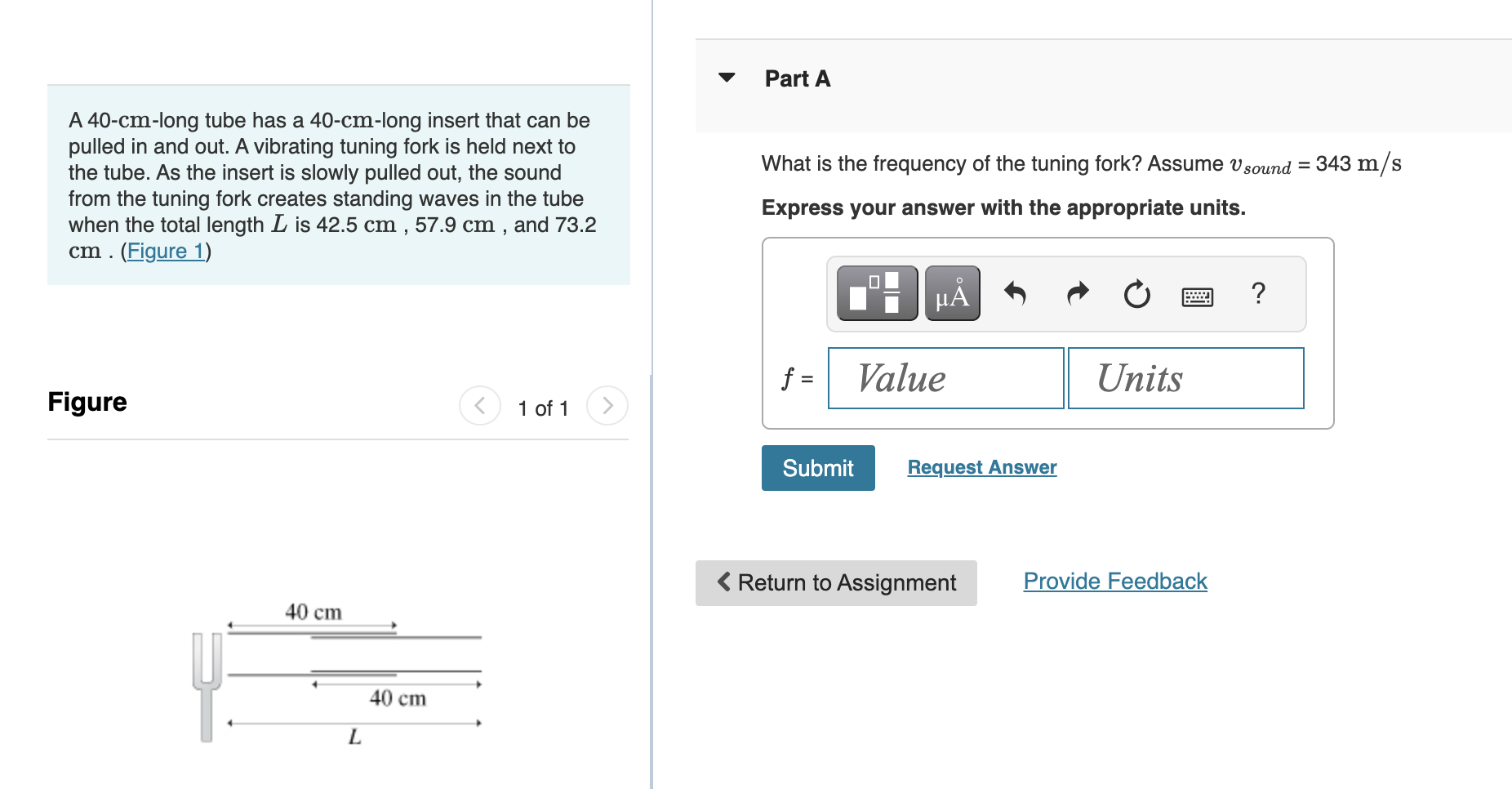 Solved A 40-cm-long tube has a 40-cm-long insert that can be | Chegg.com