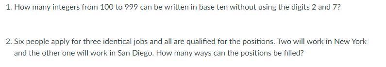 Solved 1. How many integers from 100 to 999 can be written | Chegg.com