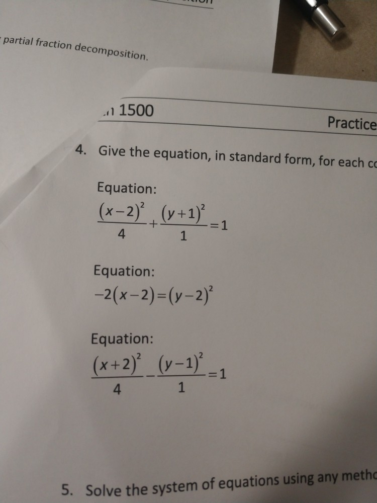 Solved Exam 5 Math 1500 Practice 5. Give the equation, in | Chegg.com