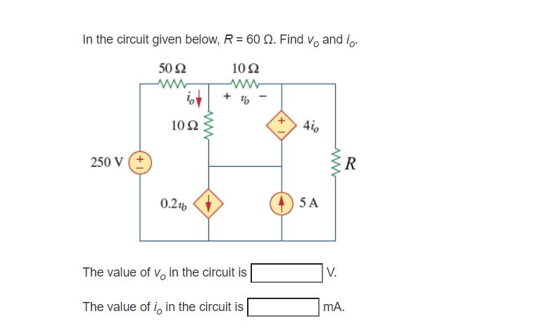 Solved In the circuit given below, R = 60 12. Find V, and in | Chegg.com