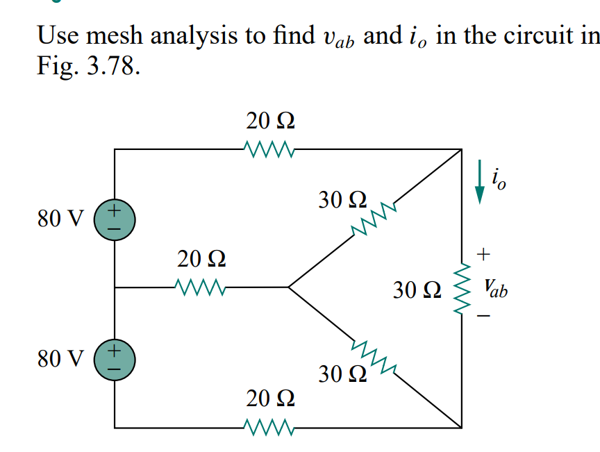 Solved Use mesh analysis to find vab ﻿and io ﻿in the circuit | Chegg.com