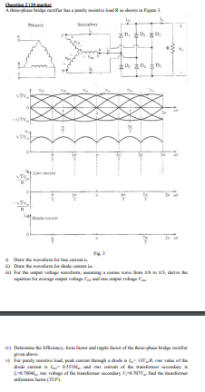 For purely resistive load, peak current through a | Chegg.com