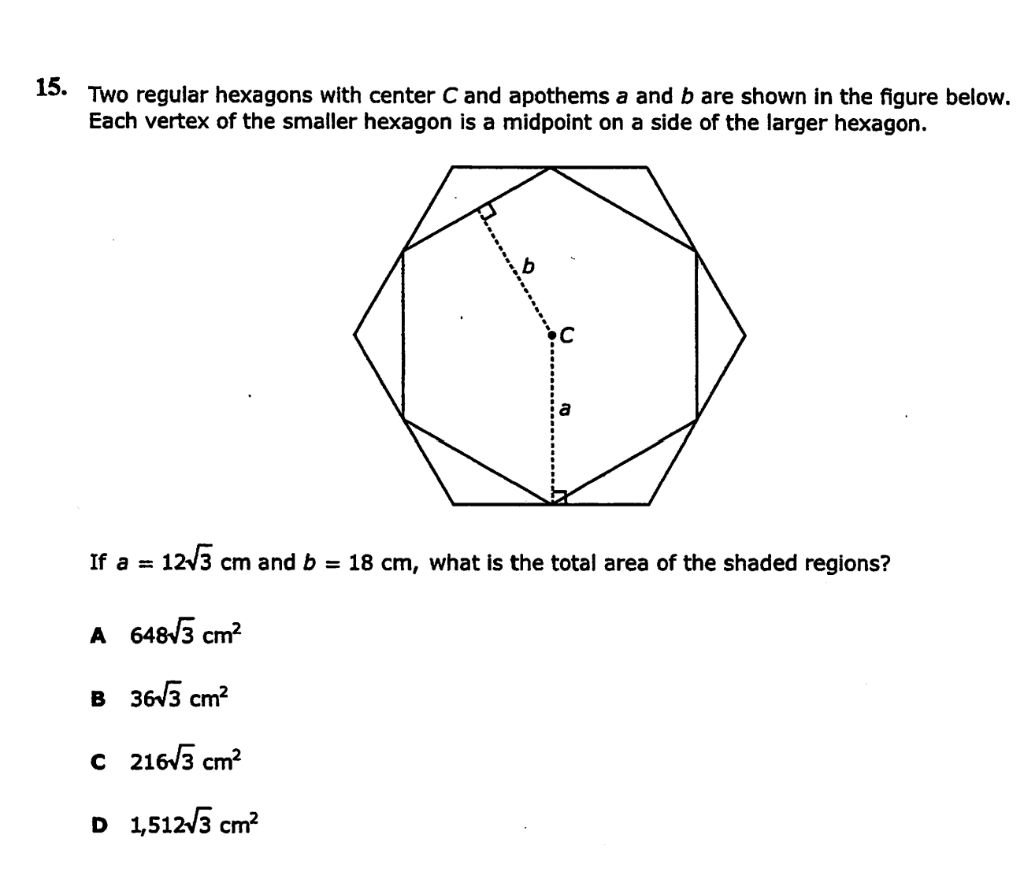 Solved 15. Two regular hexagons with center Cand apothems a | Chegg.com
