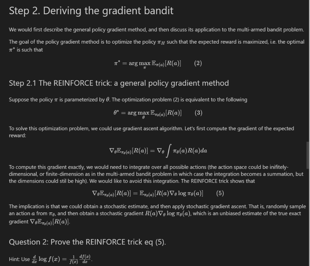 Step 2.2 Applying to the multi-armed bandit problem. | Chegg.com