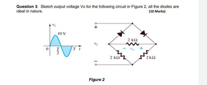 Solved Question 3: Sketch output voltage Vo for the | Chegg.com