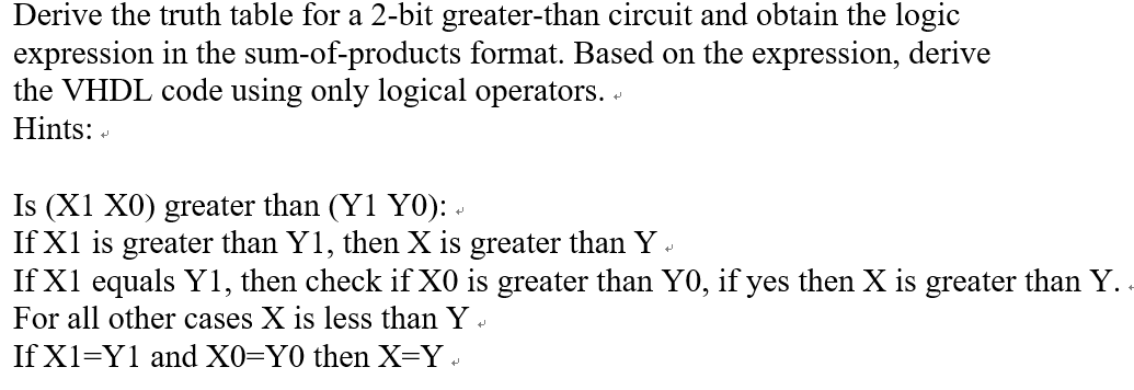 Solved Derive the truth table for a 2-bit greater-than | Chegg.com