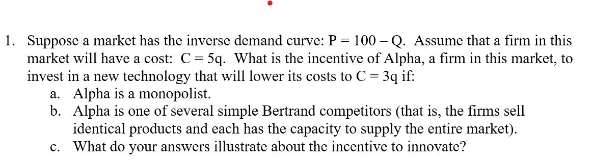Solved Suppose a market has the inverse demand curve: | Chegg.com