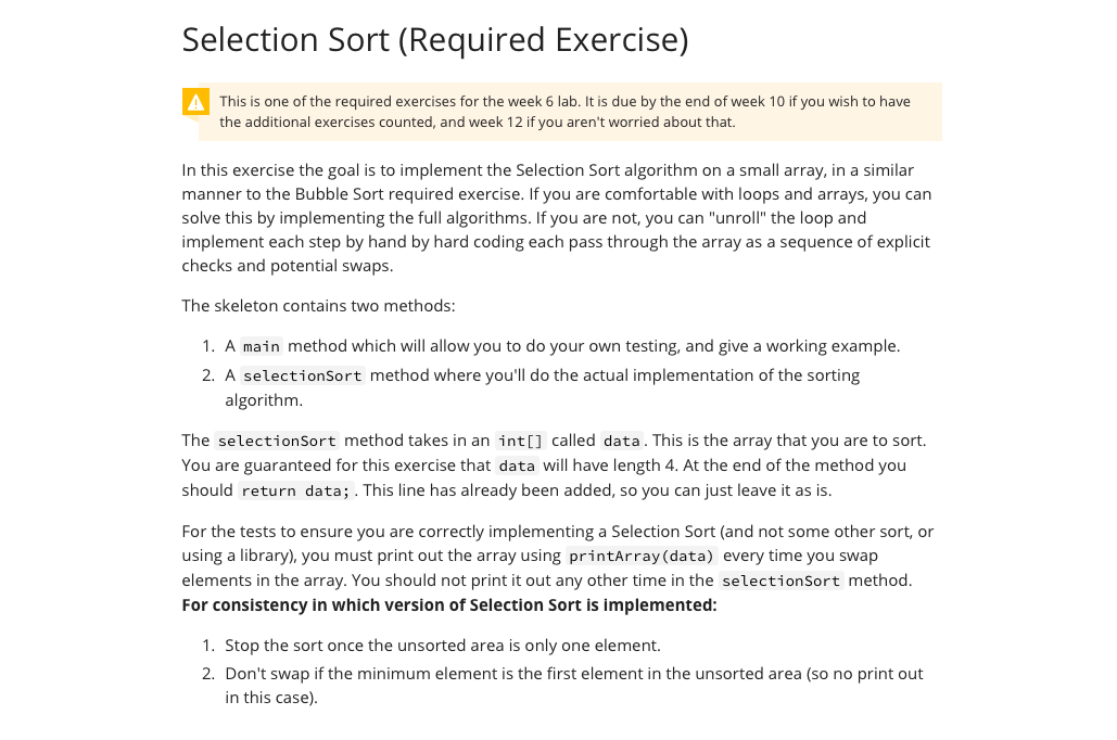 Solved Selection Sort (Required Exercise) A This is one of | Chegg.com