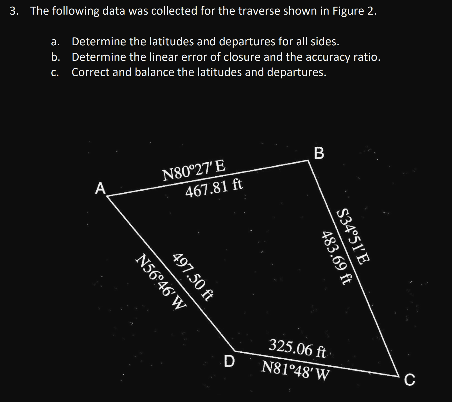 Solved The following data was collected for the traverse | Chegg.com