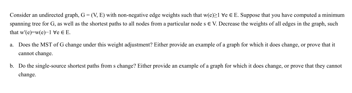 Solved Consider an undirected graph, G = (V, ﻿E) ﻿with | Chegg.com