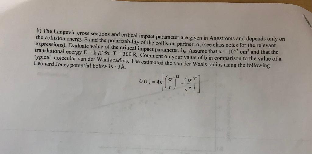 Solved 11) (11 pts) In the following plot, the Langevin | Chegg.com