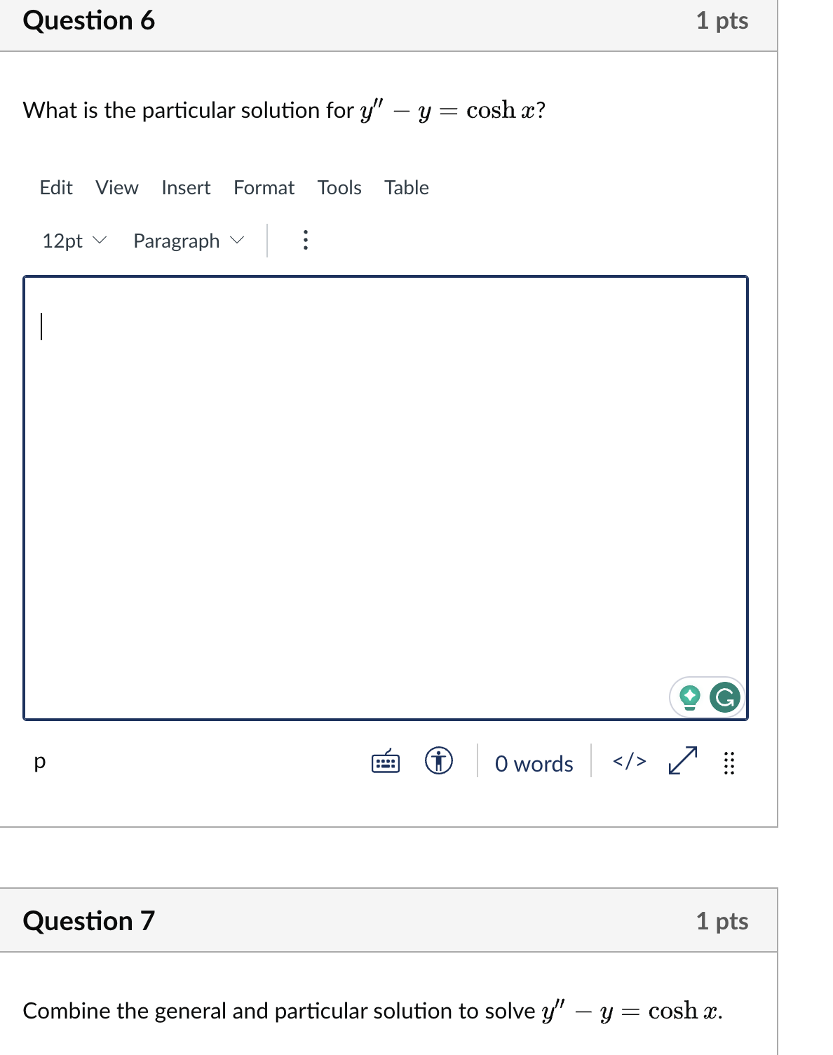 Solved Use the equation y′′−y=coshx to answer the following | Chegg.com
