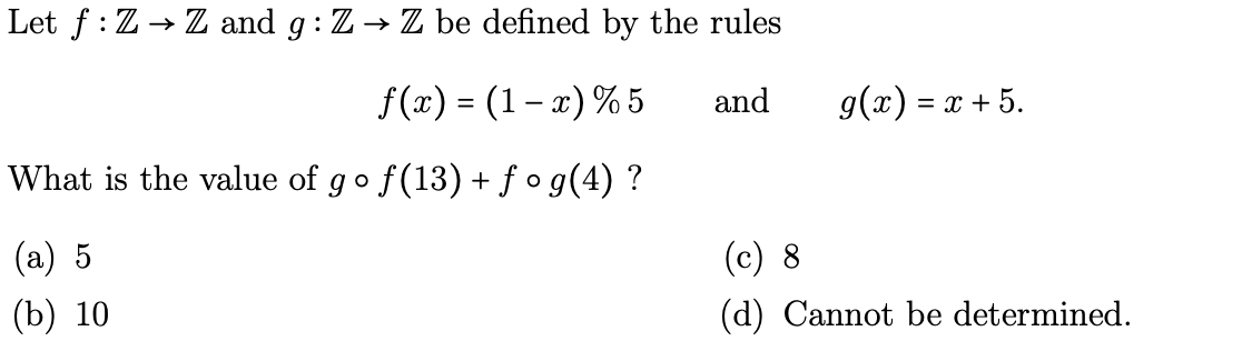 Solved Let f:Z→Z and g:Z→Z be defined by the rules | Chegg.com