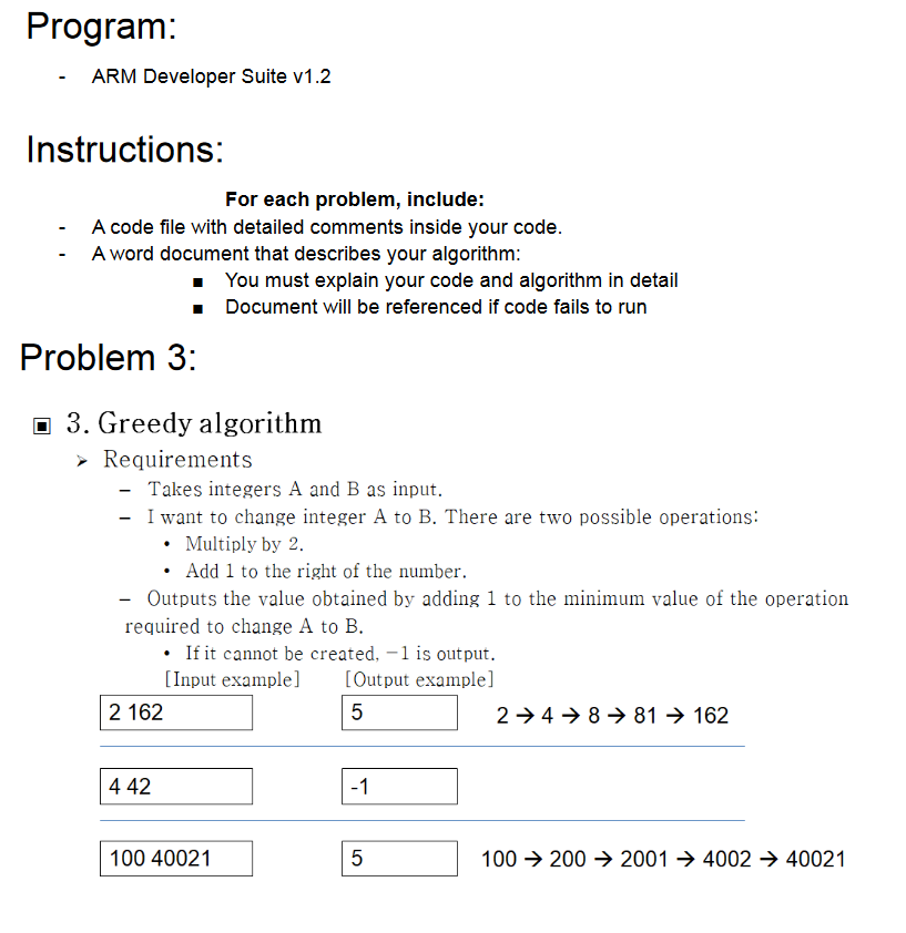 Solved Program: ARM Developer Suite v1.2 Instructions: For | Chegg.com