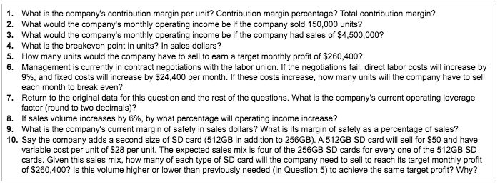 Solved QuickCo.QuickCo. Manufacturing manufactures 256 GB SD | Chegg.com