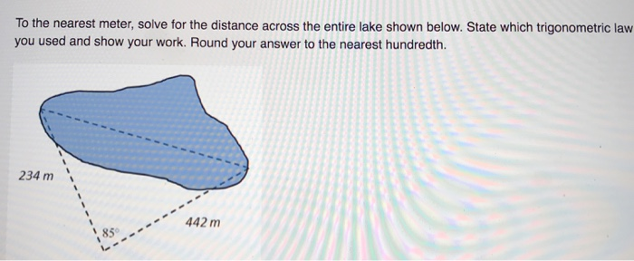 Solved To the nearest meter, solve for the distance across | Chegg.com