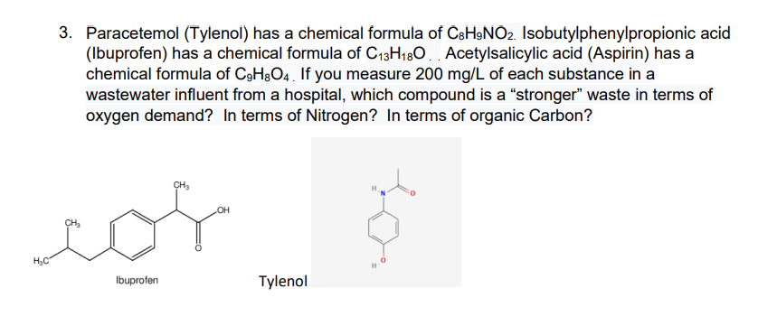Solved Paracetemol (Tylenol) has a chemical formula of | Chegg.com