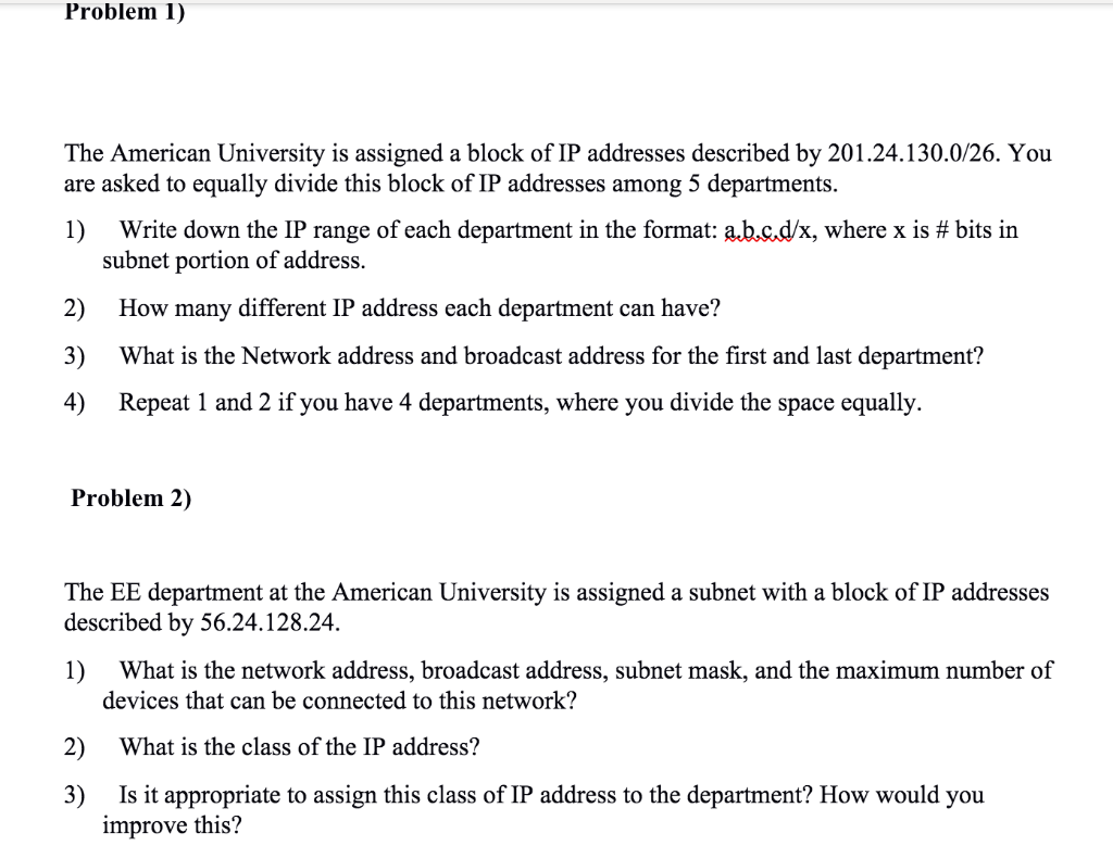Solved Problem 1) The American University is assigned a | Chegg.com