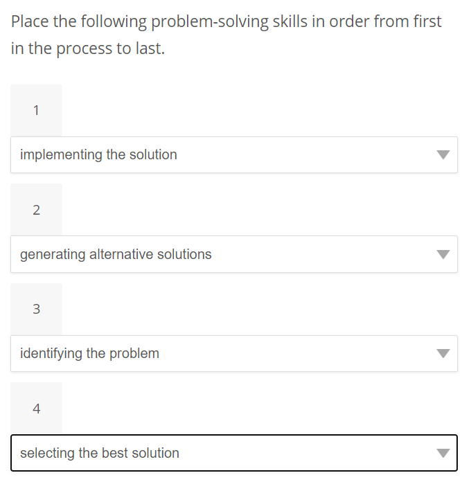 Solved Place the following problem-solving skills in order | Chegg.com