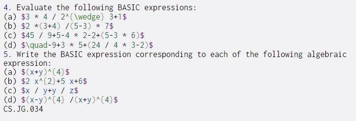 Solved 4. Evaluate the following BASIC expressions: (a) $3 * | Chegg.com