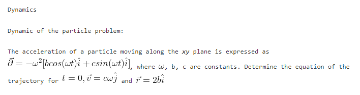 Solved Dynamics Dynamic Of The Particle Problem The
