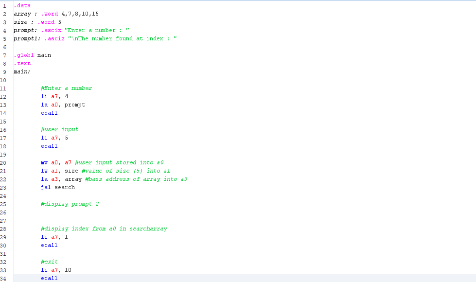 Solved Hello, in RISCV, i'm trying to display the index of | Chegg.com