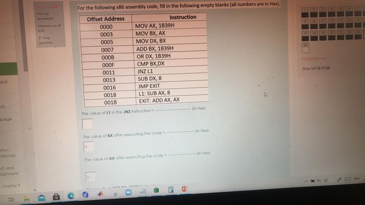 Solved of For the following x86 assembly code, fill in the | Chegg.com
