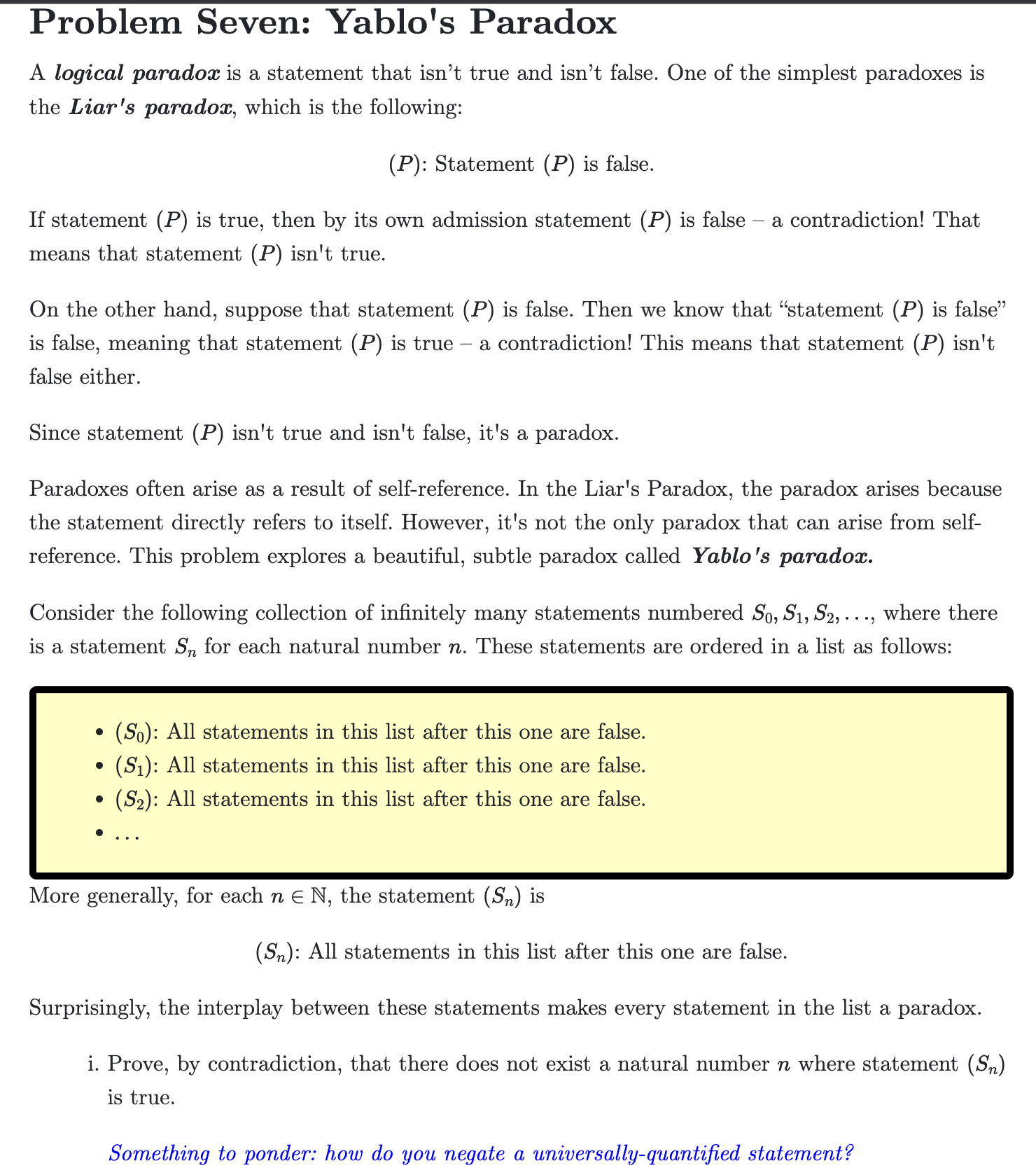 Solved A logical paradox is a statement that isn't true and | Chegg.com