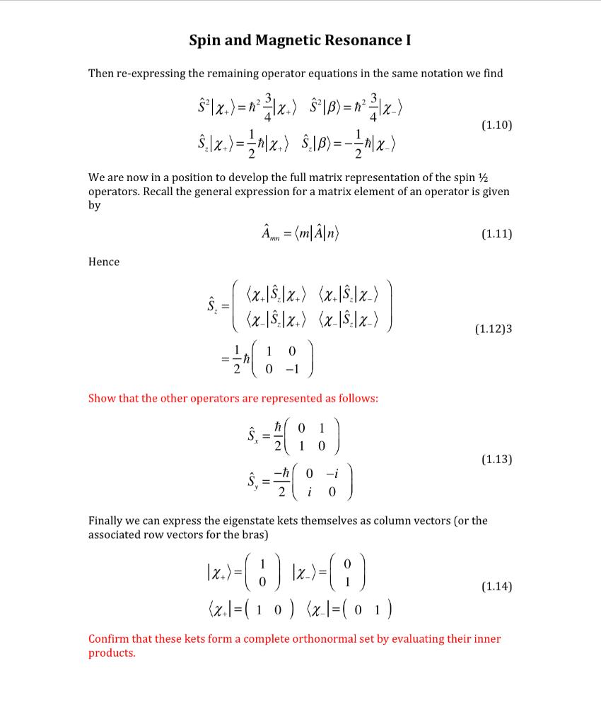 Solved Spin and Magnetic Resonance I We can also evaluate | Chegg.com