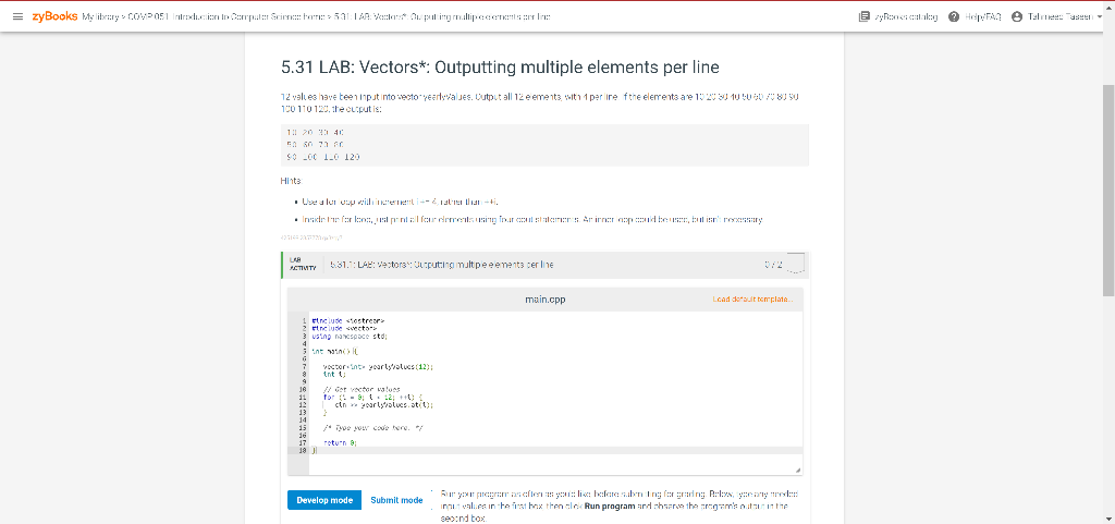 Solved 12 values have been input into vector yearlyValues. | Chegg.com