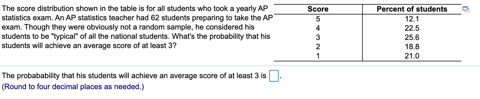 Solved Score The score distribution shown in the table is | Chegg.com