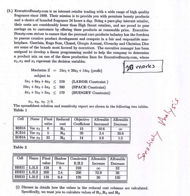 Solved (ii) write down the optimal solution and interpret | Chegg.com