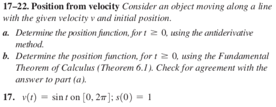 Solved | 17-22. Position from velocity Consider an object | Chegg.com
