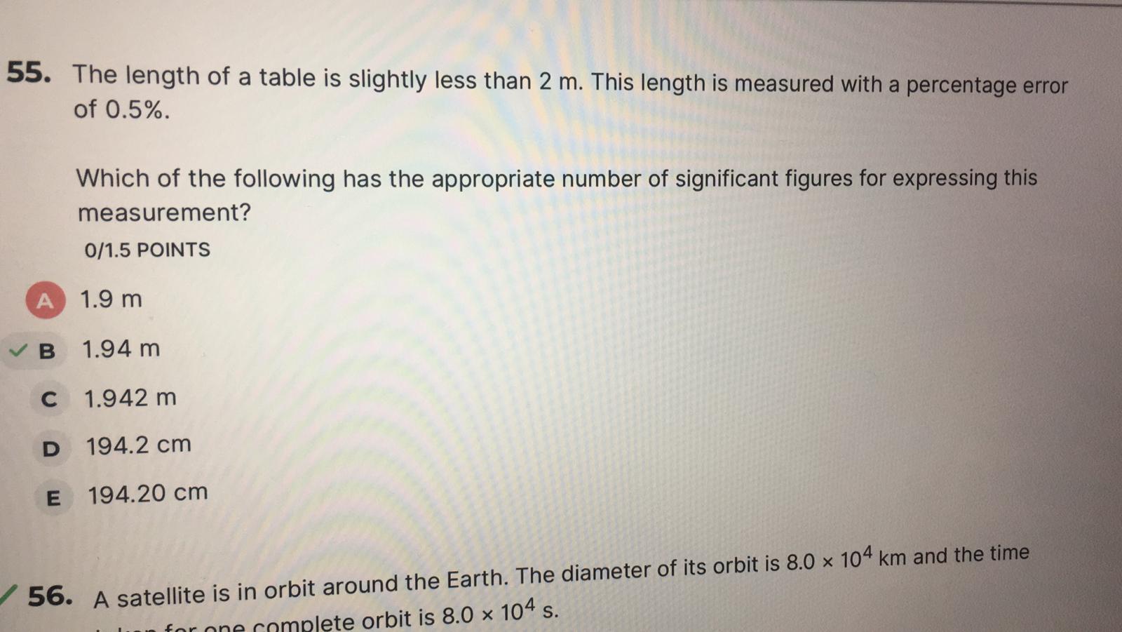 Solved 55. The length of a table is slightly less than 2 m. | Chegg.com