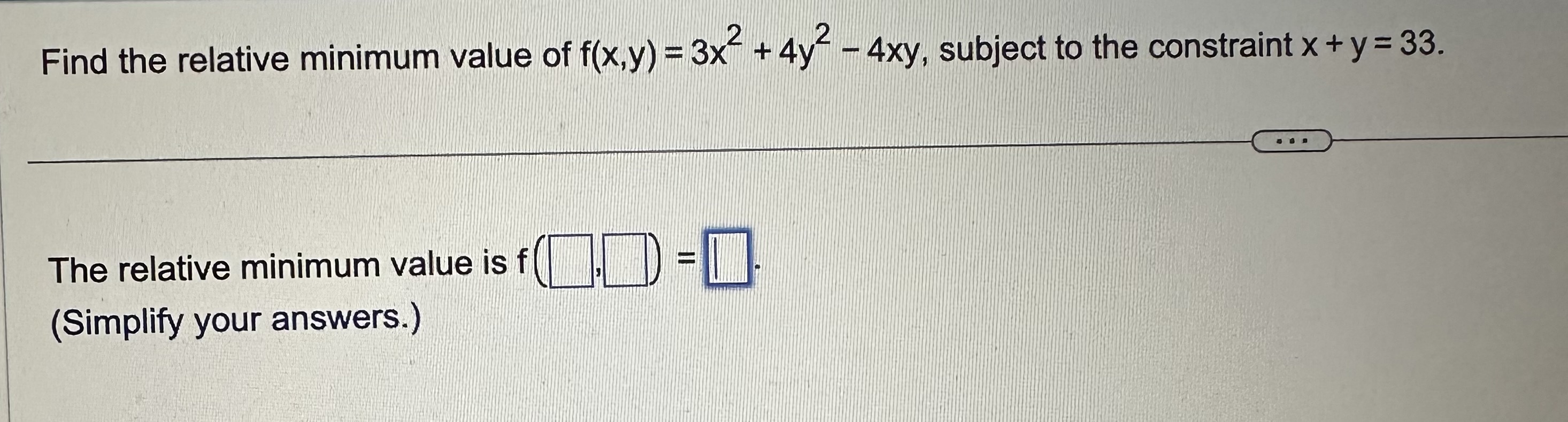 Solved Find the relative minimum value of | Chegg.com