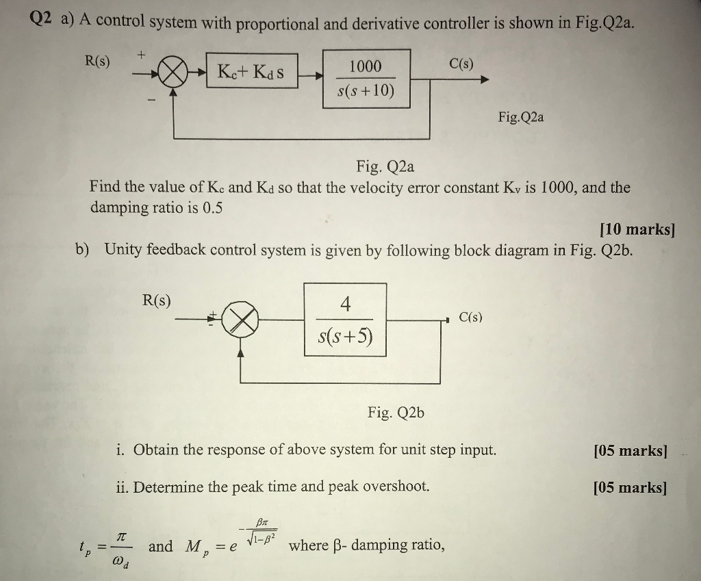 Solved Q2 a) A control system with proportional and | Chegg.com
