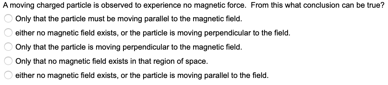 Solved A moving charged particle is observed to experience | Chegg.com