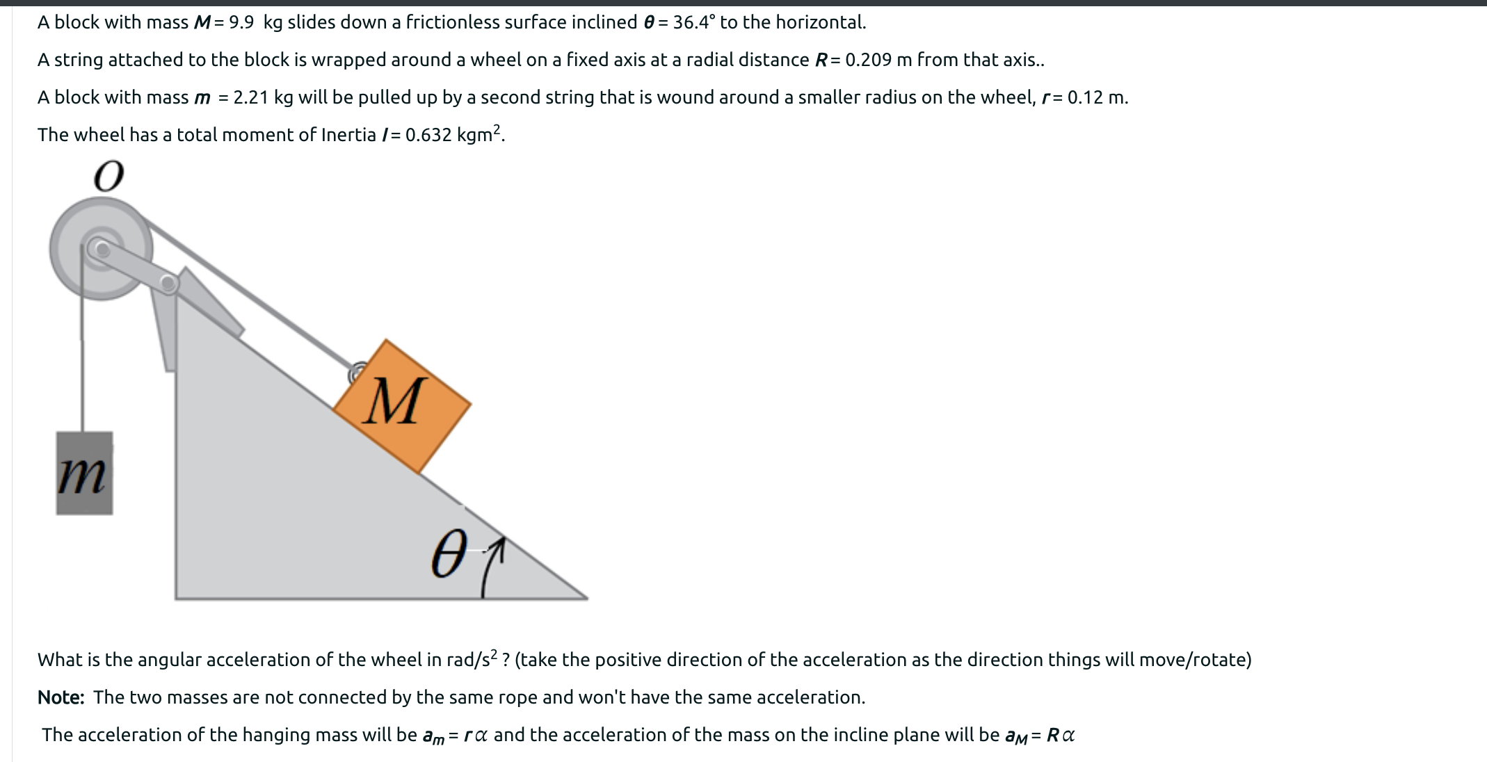 Solved A block with mass M=9.9 kg slides down a frictionless | Chegg.com