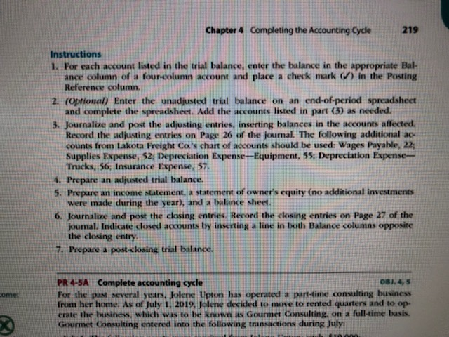Solved Instructions 1. For each account listed in the | Chegg.com