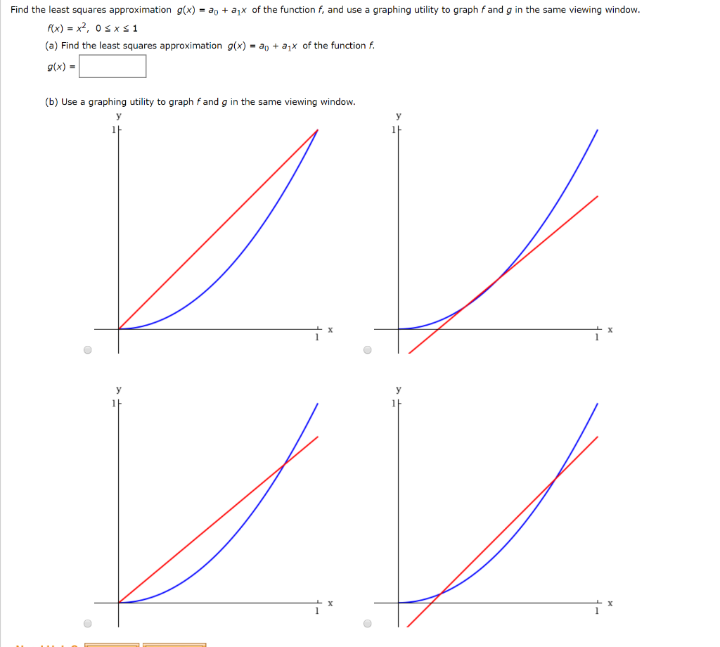 Solved Find the least squares approximation g(x) = ao + ax | Chegg.com
